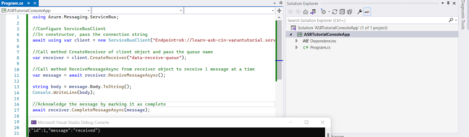 Receiving Azure Service Bus Messages Using Queues